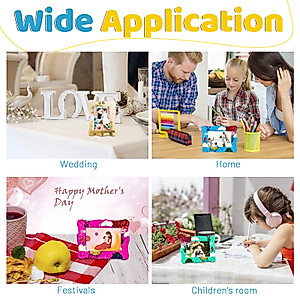 Roucerlin 6Pcs Unfinished Solid Wood Picture Frames for Arts Crafts, 3x5 Plain Wooden Photo Frame, Picture Frame with Stand for Table Top Desk Display DIY Painting Project Adult (Brown)