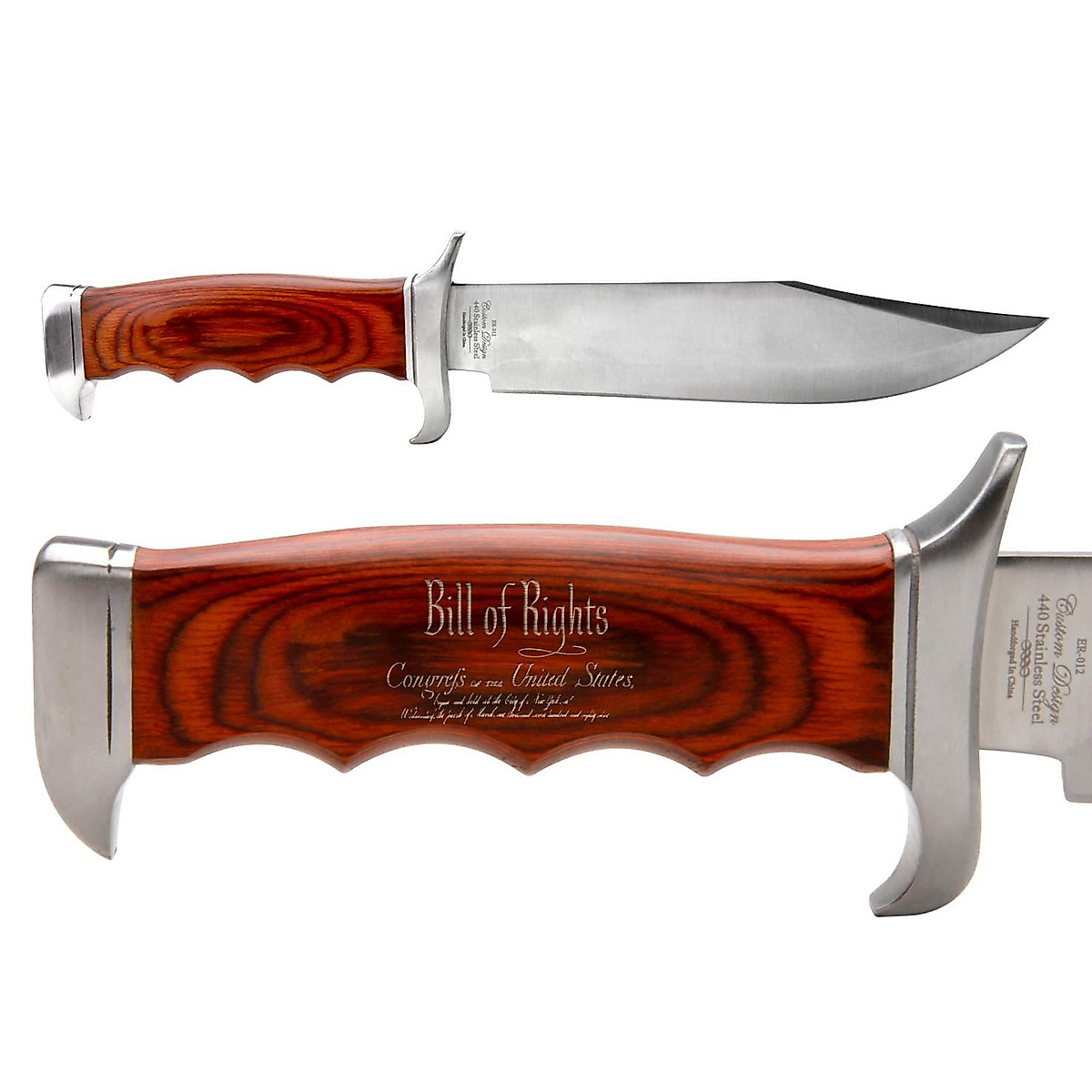 NDZ Performance Elk Ridge Outdoor Hunting Fixed Blade Full Tang Knife Bill of Rights Script Text