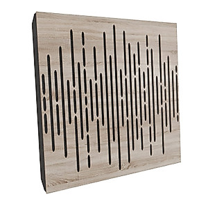 (4 Pack) Sound Absorption-Diffuse Acoustic Panel «Wave» for rec.studio | Wood laminated: (Sonoma)