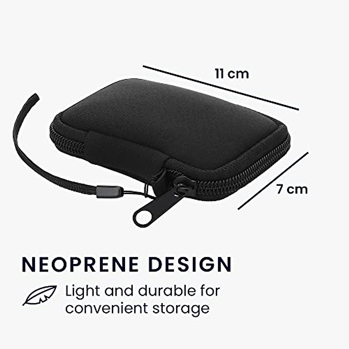 kwmobile Neoprene Case Compatible with in-Ear Headphones - 2.3 x 3.5 inches (6 x 9 cm) Case with Zip - Black
