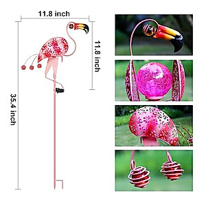 esgarden Garden Solar Light Flamingo Outdoor Crackle Glass Decorative Pathway Lights Path Landscape Decor Outside Backyard Yard Patio Decorations Porch Walkway Driveway Courtyard Gift 1 Pc