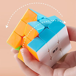 Roxenda Speed Cube Set, Speed Cube Bundle of 2x2 3x3 4x4 and Pyramid Cube Smoothly Stickerless Magic Cubes Collection for Kids Teens & Adults [4 Pack] (Stickerless)