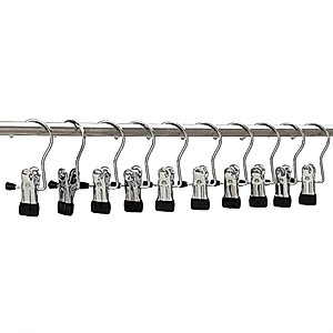 HAIZLUOP Metal Clip Hangers,10 Pack Laundry Hooks with Clips, Multi Functional Space Saving Boot Hangers for Tall Boots, Jeans, Food Packages,Towels, Chrome