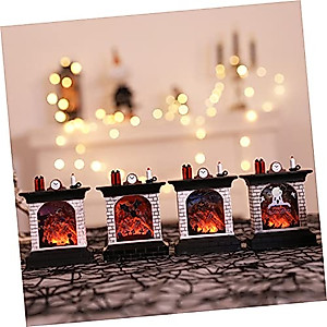 Angoily Glow Accessories Tabletop Decor Doll House Night Light Fireplace lamp Mini Fireplace Toy Room Electric fire lamp Halloween Desktop Light Halloween Decor fire Lights
