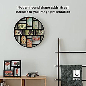 Umbra Luna Collage Picture Frame Holds Nine 4x6" Photos, Large 22-Inch Diameter, Black
