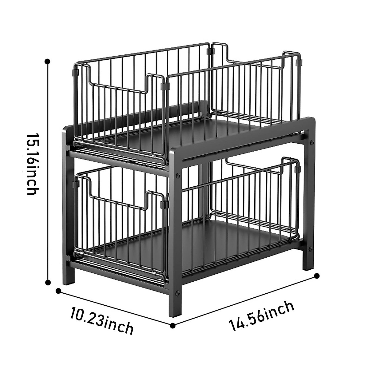 FULE KEJI 2 Tier Under Sink Organizer and Storage Pull Out Drawer Sliding Basket,Stackable Sink Under the Cabinet Organizer Storage Basket,for Bathroom Kitchen Cabinet Office Countertops
