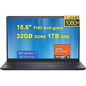 Dell Inspiron 15 3535 Business Laptop | 15.6" FHD Anti-Glare | AMD 6-Core Ryzen 5 7530U Processor (>i7-1255u) | 32GB DDR4 1TB SSD | USB-C HDMI ExpressCharge Win11Prpo Black