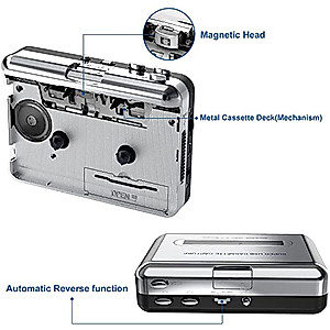 Cassette Player, Cassette Tape to MP3 CD Converter Via USB, Convert Walkman Tape Cassette to MP3 Format, Compatible with Laptop and PC