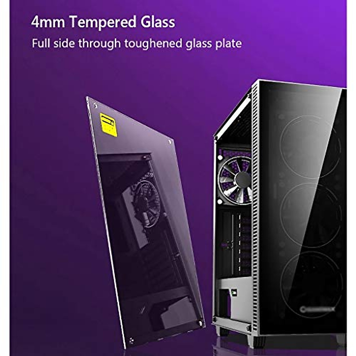 HDYD ATX Case,Mid-Tower PC Gaming Case ATX/M-ATX/ITX - Front I/O USB 3.0 Port - Tempered Glass Side Panel - 6 Fan Position - Support 200mm Fan Installation