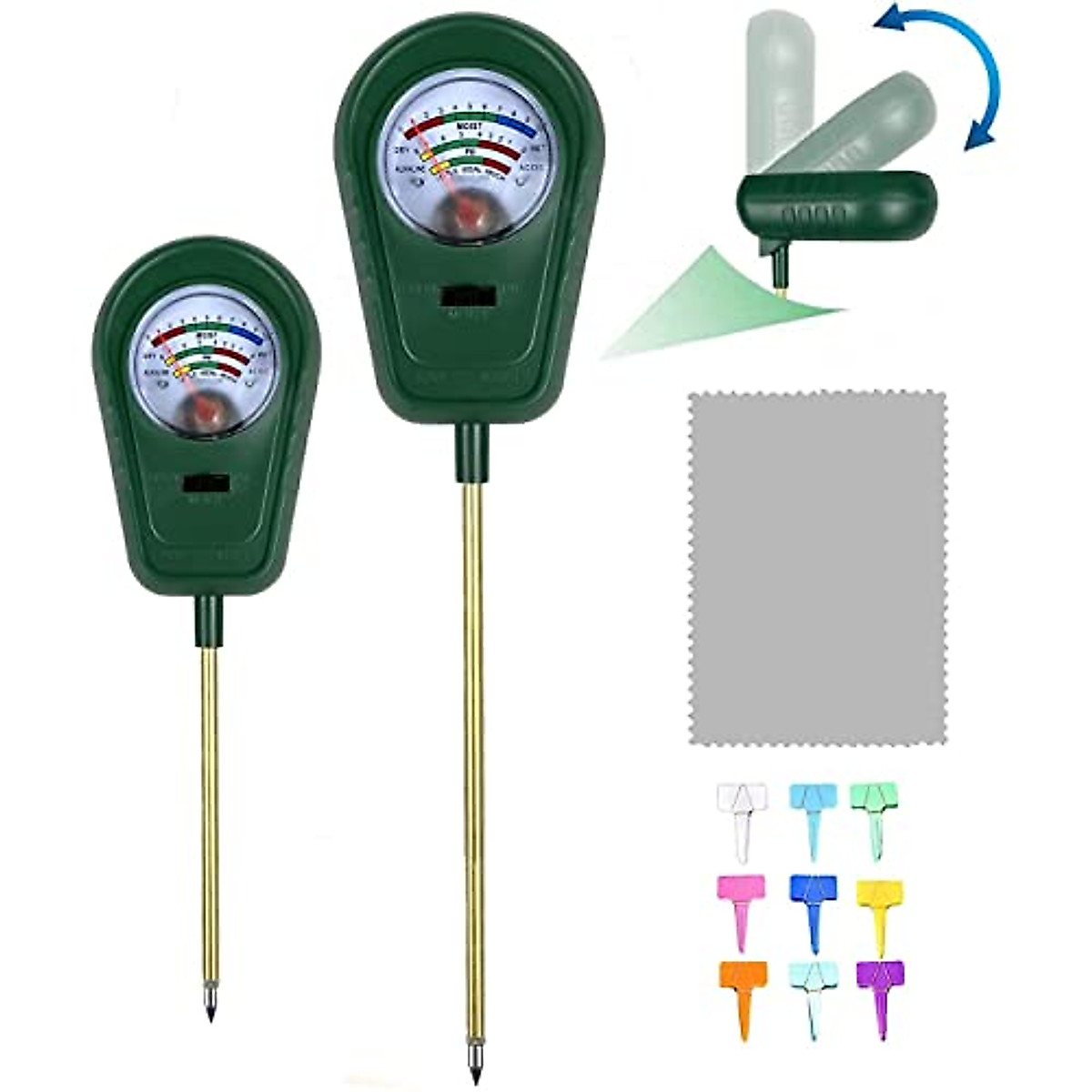 Upgraded 3 in 1 Soil Moisture/PH/Fertility Meter Soil Test Kit Soil Moisture Meter 90 Degree Foldable Soil Test Kit for Lawns, Garden, Farm, House, Indoor, Outdoor, Plants No Battery Needed (B)
