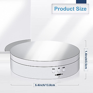Hicarer Rotating Display Stand 5.4" /6.6 Lbs Load Motorized Spinning Platform Rotating Base 360 Cup Turner Electric Turntable Stand for Photography Products and Shows(Mirror White)