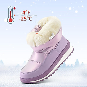 K KomForme Kids Snow Boots for Boys Girls Toddler Winter Outdoor Boots Waterproof with Fur Lined (Toddler/Little Kid/Big Kid)