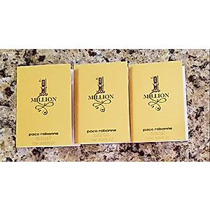 3 Paco Rabanne 1 One Million Men EDT .05 Oz/1.5 Ml Each Spray Sample Vial