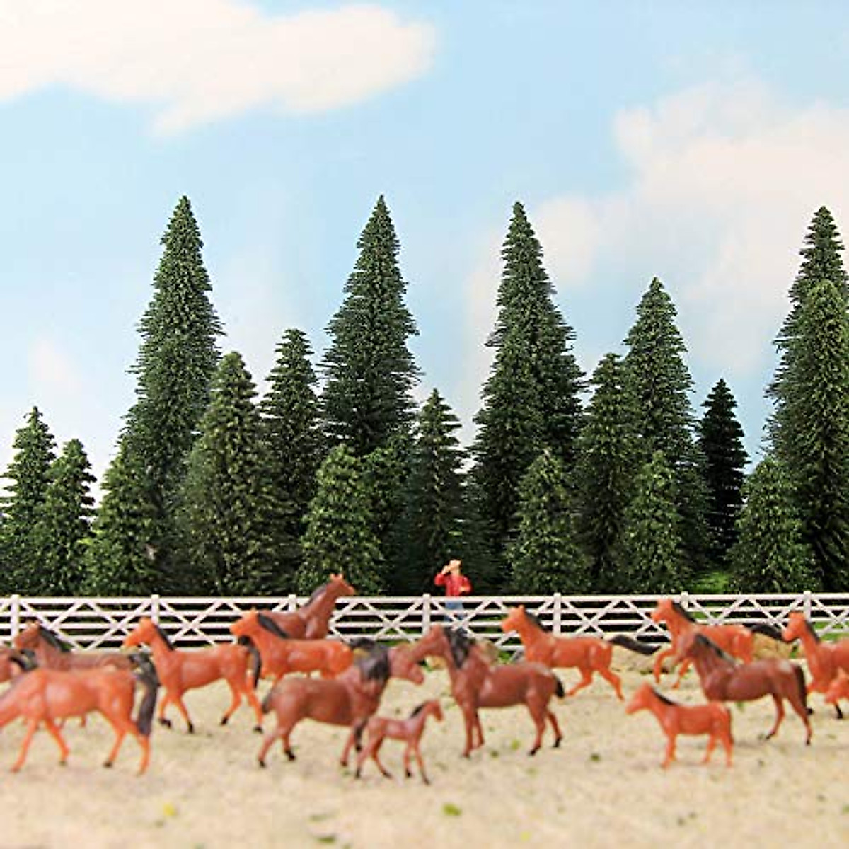 S0804 40pcs Dark Green Pine Model Cedar Trees 2.05-4.96 inch (52-126 mm) for Model Railroad Scenery Landscape Layout HO OO Scale New