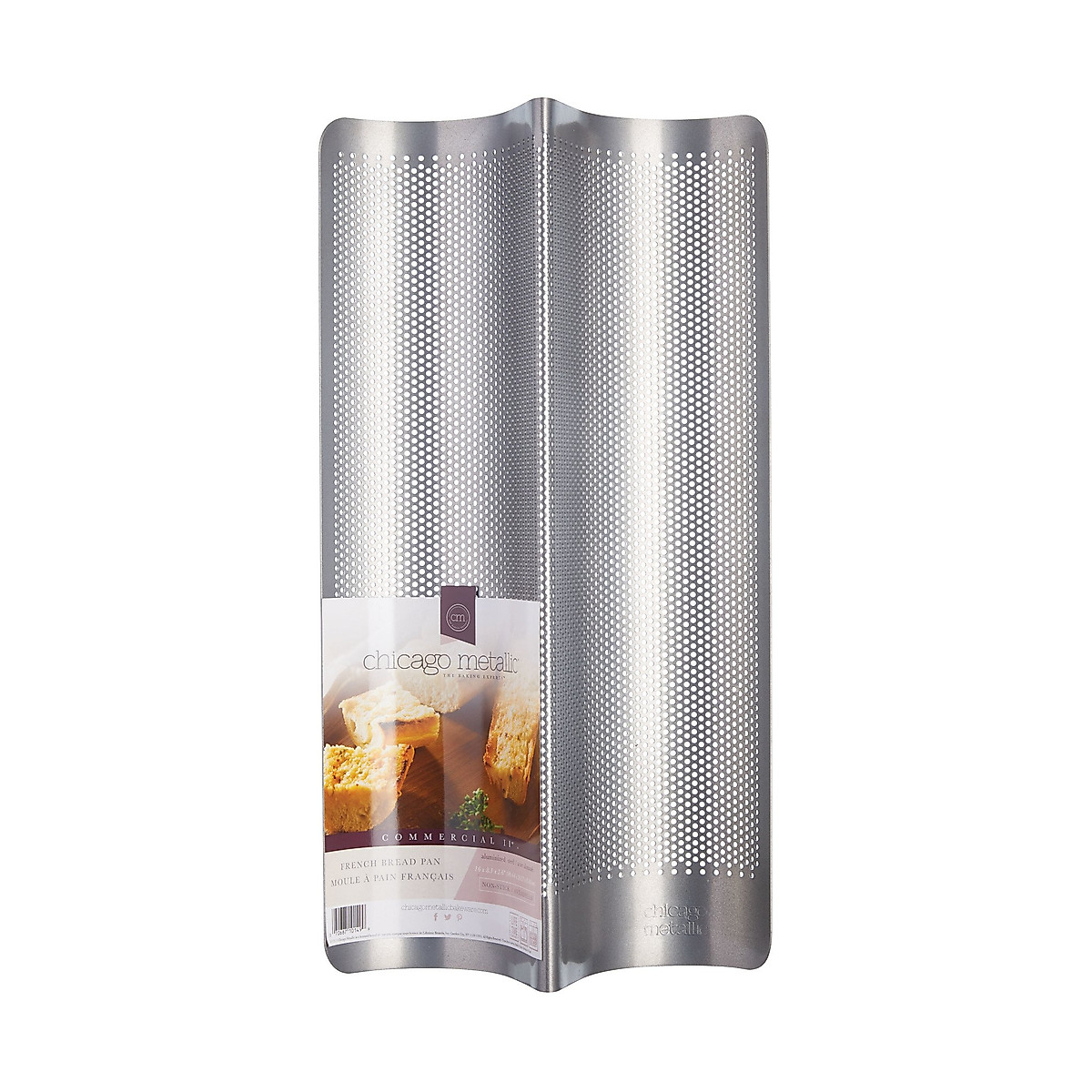 KitchenCraft Chicago Metallic Commercial II Aluminium Non-Stick Perforated French Bread Baking Tin, 41 x 20.5 x 6.5 cm (16" x 8" x 2.5")