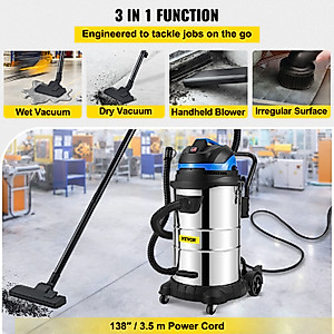 VEVOR Heavy-Duty Shop Vacuum 3 Hepa Dust Collector, 13.5 GAL, Silver,Black