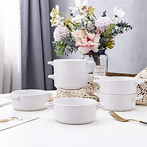 Bruntmor 6" Ceramic Plates Set of 4, Round Grey Ceramic Salad Plates For Kitchen Dish Plates, Ceramic Dinnerware appetizer Plates with handle,Serving Platter for sushi and Sizzling