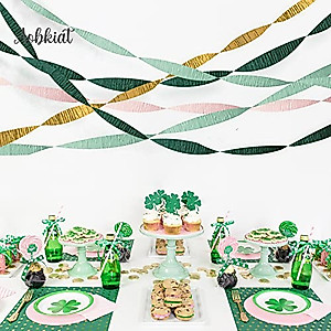 AOBKIAT Wedding Decor Sage Pink Gold Crepe Paper 8 pcs Streamers Party Decorations for Wedding,Rustic Wedding, Bachelorette Party, Birthday, Bridal/Baby Shower, Anniversary Party Backdrop Decorations