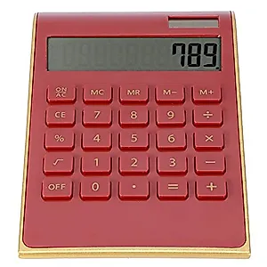 Financial Calculator, Portable Calculator, Portable 10 Digits Calculator Convenient for Carrying, Dual Power Choose Tilted LCD Display for Home Office(red)