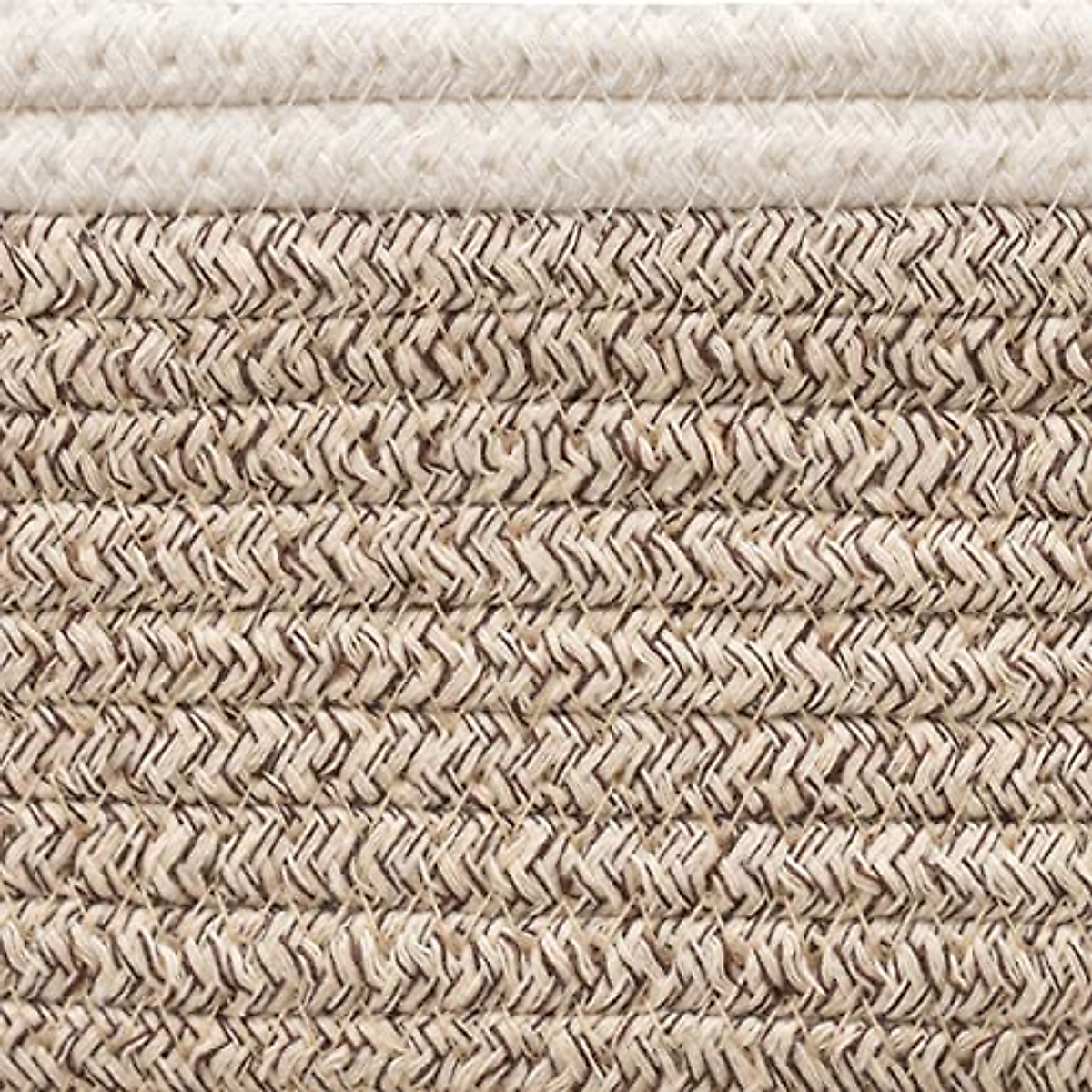 LA JOLIE MUSE Rope Storage Baskets for Organizing, Small Cotton Woven Basket for Bathroom Shelve Nursery, Decorative Basket Organizer Bins Set of 3, White & Desert