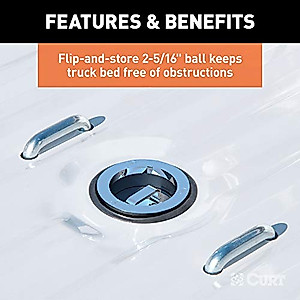 CURT 60611 Double Lock EZr Gooseneck Hitch with 2-5/16-Inch Flip-and-Store Ball, 30,000 lbs