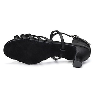 Temor Salsa Ballroom Dancing Shoes for Women Latin Dance Shoes Girls,Black, Heel 1.96 in,7 US