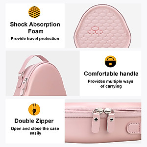 Elonbo Hard Carrying Case for Apple AirPods Max Wireless Over-Ear Headphones, New AirPods Max Bluetooth Headphones Travel Protective Cover Earphone Protector Storage Bag, Extra Space fits Charger.Pink