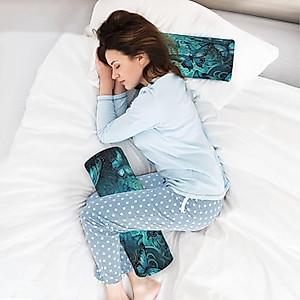xigua Cute Butterfly Neck Roll Pillow for Neck Relief with Removable Washable Cover - Memory Foam Round Cylinder Bolster, Ergonomically Designed for Head, Neck, Back, and Legs