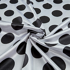Charmeuse Satin Polka Dot White/Black, Fabric by the Yard