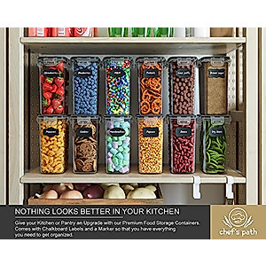 Airtight Food Storage Containers with Lids for Kitchen & Pantry Organization - Set of 12/2L Each - Kitchen Must Haves for Flour, Sugar & Dry Food Storage - BPA Free Plastic Canisters with Accessories