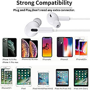 Lightning Headphone iPhone Headphone Earbuds with Lightning Connector(Built-in Microphone & Volume Control)[Apple MFi Certified] in-Ear StereoCompatible with iPhone 13 Pro Max/12/11/X/SE/8 7 - All iOS