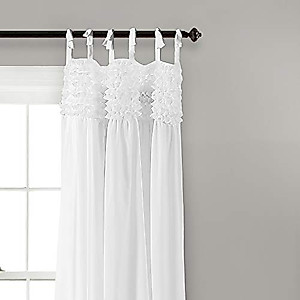 Lush Decor Lydia Curtains Ruffle Window Set for Living, Dining, Bedroom, 84 in L Panel Pair, White