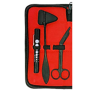 SURGICAL ONLINE Limited Edition - Full Tactical Black - Grudge Style Set of 5 pcs Reflex Percussion Taylor Hammer + Penlight + Tuning Fork C 128 C 512 + Bandage Scissors 5.5"