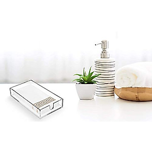 Acrylic Guest Towel Napkin Holder – Acrylic Holder for Disposable Hand Towels for Bathroom – Clear Paper Towel Dispenser Modern Storage Tray – Perfect Tray for Napkins. by Fete.