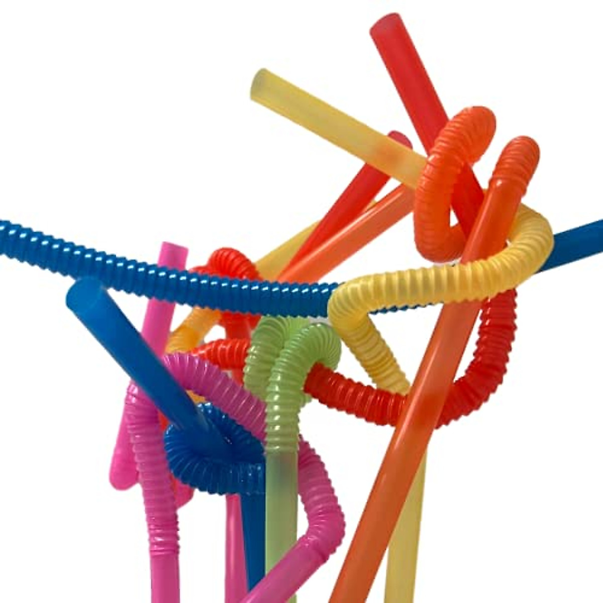 Individually Wrapped Super Bendy Straws (Neon, 250)