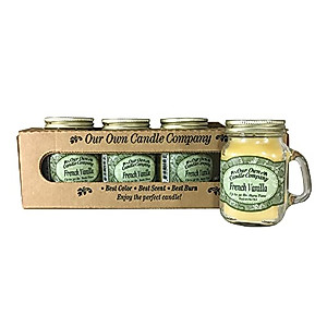 Our Own Candle Company Scented Mini Mason Jar Candle, 3.5 Ounce (French Vanilla, 3.5 oz (4 Pack))