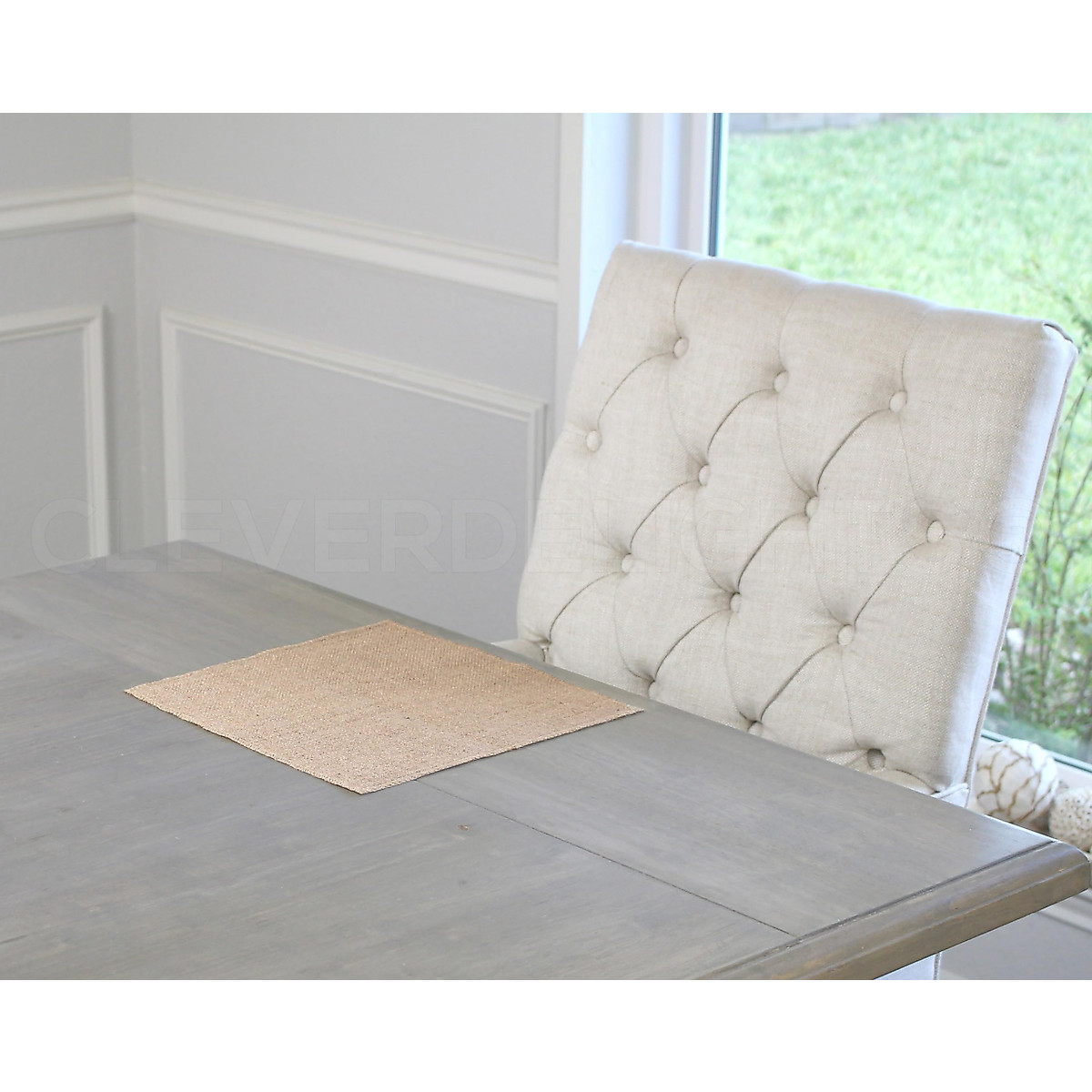 CleverDelights 12 Inch Burlap Squares - 4 Pack - Premium Jute Burlap Fabric - Finished Edges - 12" x 12"