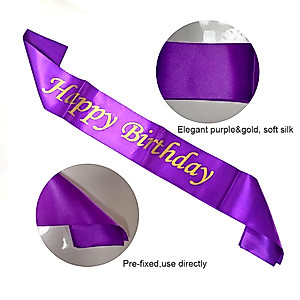 Purple 14th Birthday Party Decorations Purple Happy Birthday Paper Banner Purple 40inch Number 14 Happy birthday Sash Latex and Confetti Balloons Perfect for 14 Years Old Party Supplies Balloons