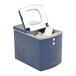 Avanti Ice Maker Portable Countertop Design Makes 33 Pounds of Ice Cubes in 24 Hours, Self Cleaning, Includes Scoop, Blue