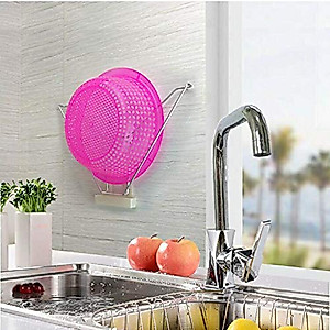 Lid Rack Perforation-free Kitchen Storage Rack with Water-receiving 304 Stainless Steel Wall-mounted Pot Cover Shelf