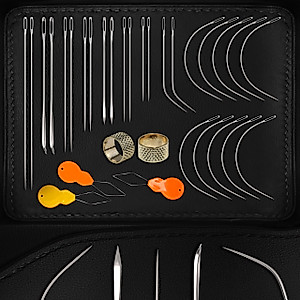 VONEEDL Heavy Duty Hand Sewing Needles Set - 26 Straight and Curved Hand Sewing Needles for Upholstery, Leather, Carpet, Canvas Repair and Sail Crafts
