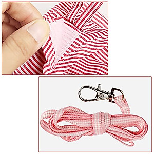 Small Pet Harness with Leash Outdoor Walking Comfort Adjustable Stripe Vest Lead Rope for Guinea Pig Hamster Ferret Baby Hedgehog Dutch Pig Red S Size