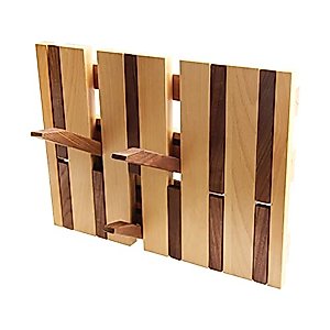 GOGREEBELL Natural Wood Wall Mounted Piano Coat Rack| Coat Rack Wall Mount| Flip Down Wall Hook Rack 12 Hooks| Entryway Wall Art Hook,Made of Beech and Black Walnut