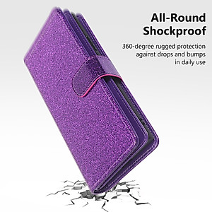 Varikke for iPhone 14 Pro Max Wallet Case Detachable with Card Holder for Women, Fashion Glitter Leather Strap Magnetic Flip Wallet Removable Phone Case Cover for iPhone 14 Pro Max 6.7", Dark Purple