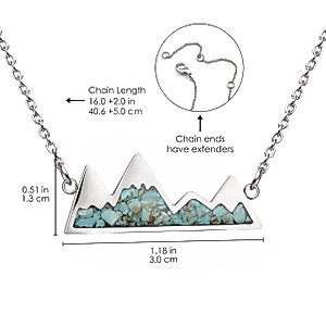 Lauren-Spencer Gemstone Mountain Necklace for Women Turquoise Malachite Tumbled Chips Stone Pendant Necklace Dainty Snowy Mountain Range Necklace for Women Nature Jewelry Gift (Turquoise)