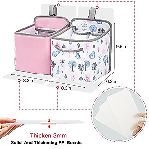 Hanging Diaper Caddy Organizer,Baby Diaper Organizer Bag Storage for Baby Essentials- Baby Diaper Stacker for Crib,D02 PINK