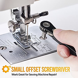 Right Angle Screwdriver Tools Gifts: Mini Ratcheting 90 Degree Offset Screwdriver Bit Set EDC Gear Angled Screwdriver for Small Spaces Sewing Machine Supplies Gift for Man Woman Mom Dad Her Birthday
