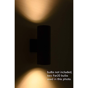 mirrea Modern Outdoor Porch Light Patio Light in 2 Lights with Aluminum Cylinder and Tempered Glass Cover Waterproof Wall Sconce 2 Pack (Oil Rubbed Bronze)