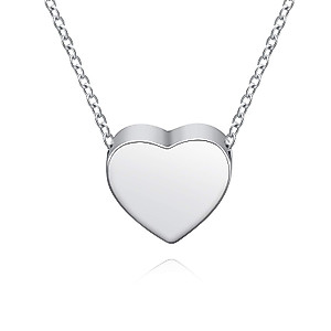Jinlou 925 Sterling Silver Hold Loved Ones Heart Urn Necklace Pendant for Ashes Memorial Cremation Jewelry(Simple heart)