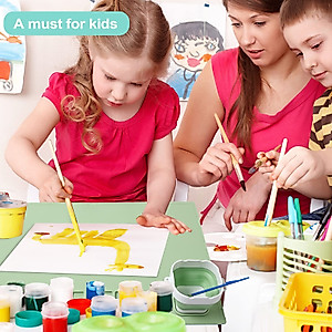 AWOKE Silicone Painting Mat - 20"X16" Silicone Art Mat with 1 Water Cup for Kids - Silcone Craft Mat has12 Color Dividers - 2 Paint Dividers (Green)